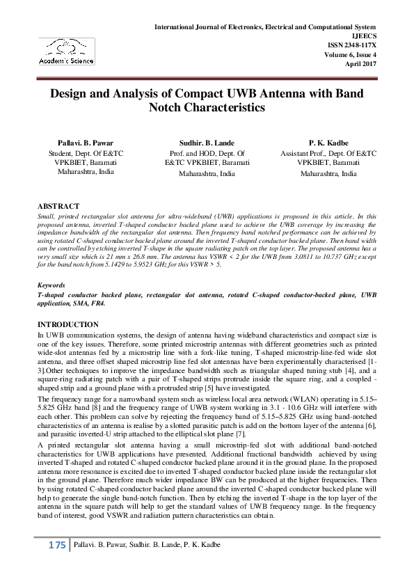 (PDF) Design and Analysis of Compact UWB Antenna with Band Notch Characteristics