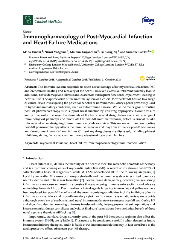 (PDF) Immunopharmacology of Post-Myocardial Infarction and Heart ...