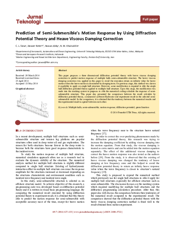 (PDF) Prediction of Semi-Submersible’s Motion Response by Using ...