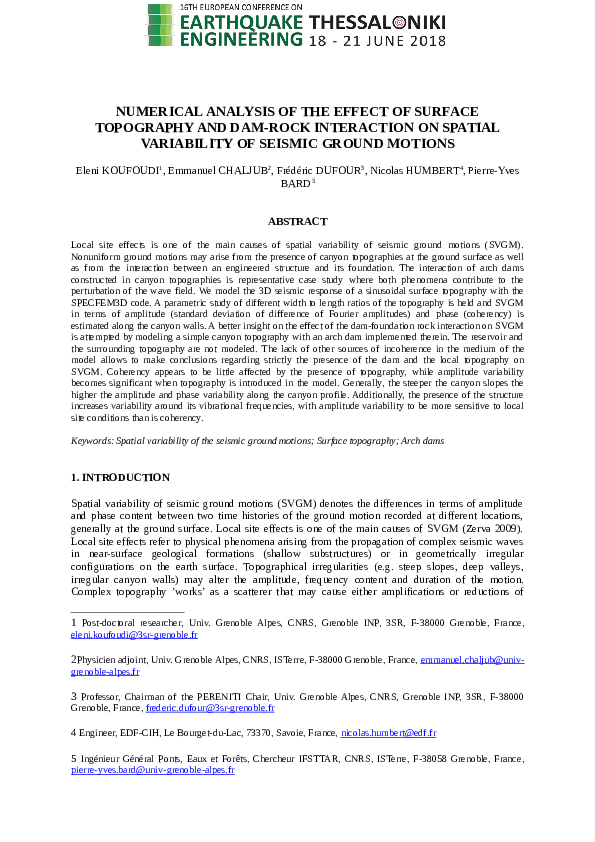 (PDF) Numerical Analysis of the Effect of Surface Topography and Dam ...