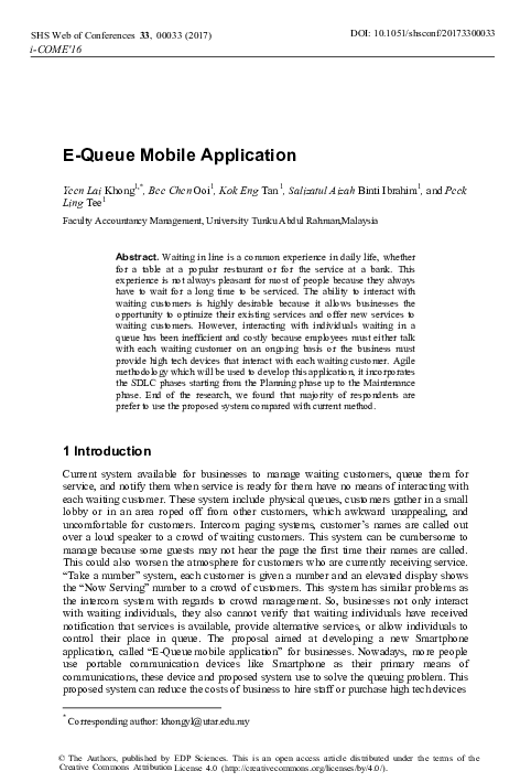 (PDF) E-Queue Mobile Application | Salizatul Aizah Binti Ibrahim ...