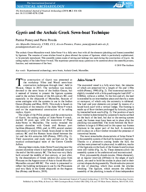 (PDF) Gyptis and the Archaic Greek Sewn-boat Technique