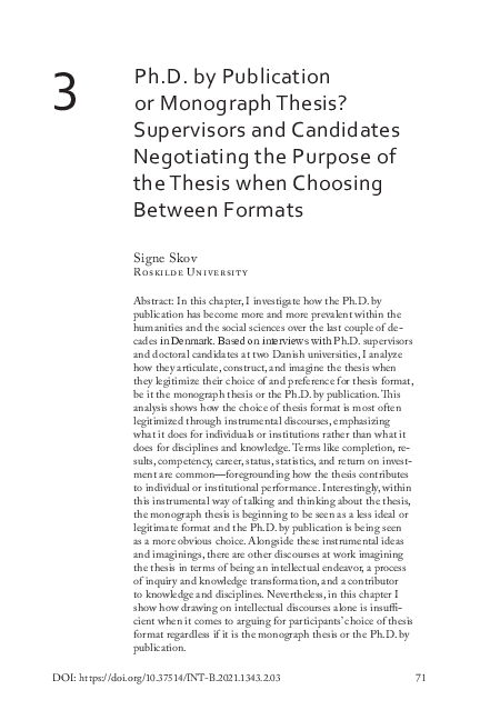 (PDF) Ph.D. by Publication or Monograph Thesis? Supervisors and ...