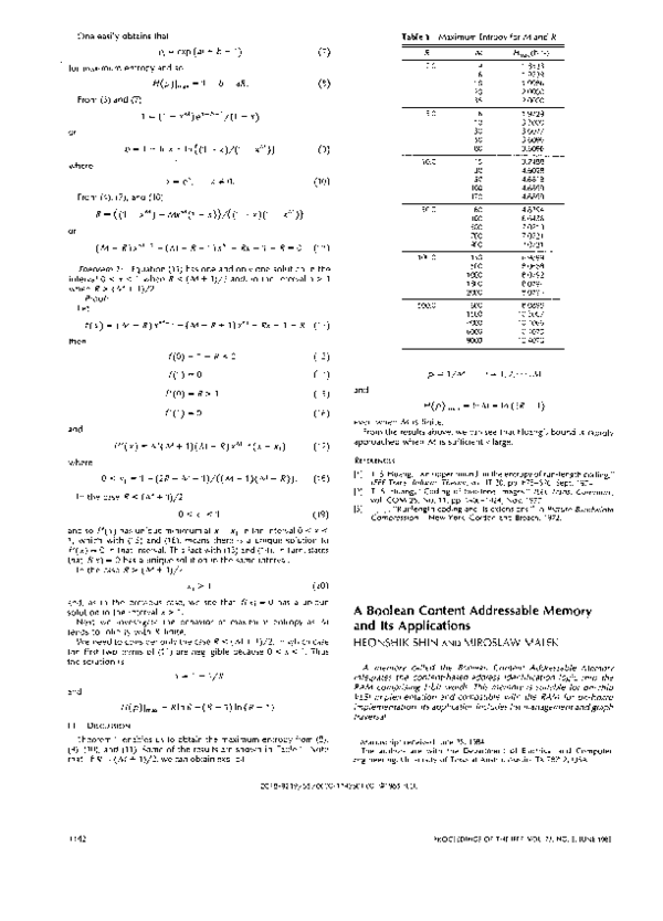 (PDF) A boolean content addressable memory and its applications