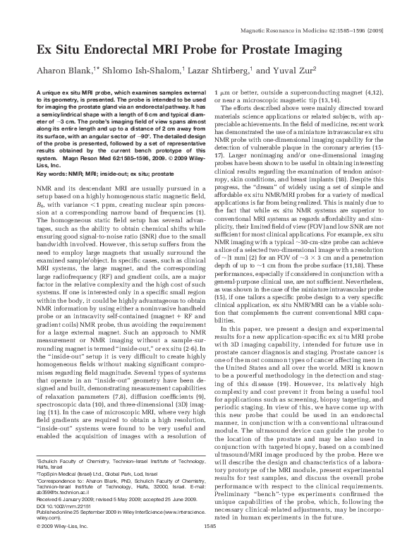 (PDF) Ex situ endorectal MRI probe for prostate imaging