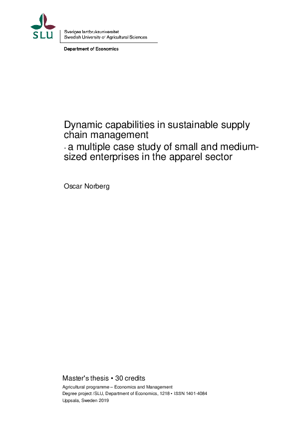 (PDF) Dynamic capabilities in sustainable supply chain management-a multiple case study of small ...