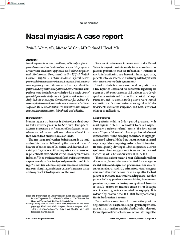 (PDF) Nasal Myiasis: A Case Report