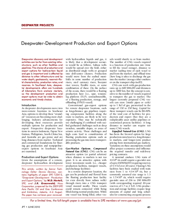 (PDF) Deepwater Development Production and Export Options | David ...