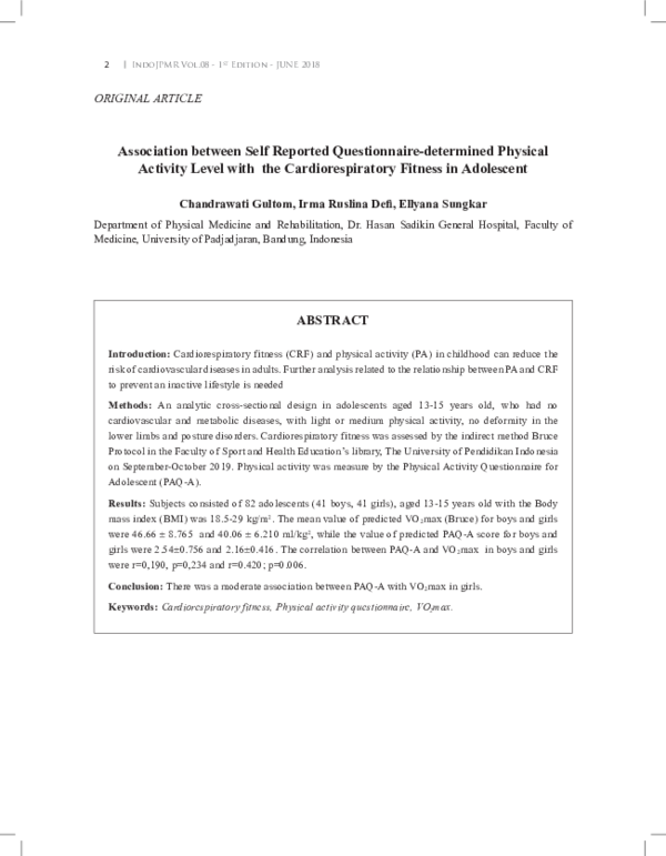 (PDF) Association between Self Reported Questionnaire-determined ...