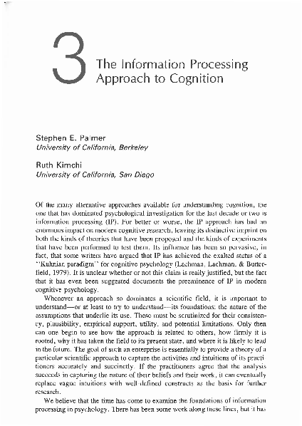 (PDF) The information processing approach to cognition