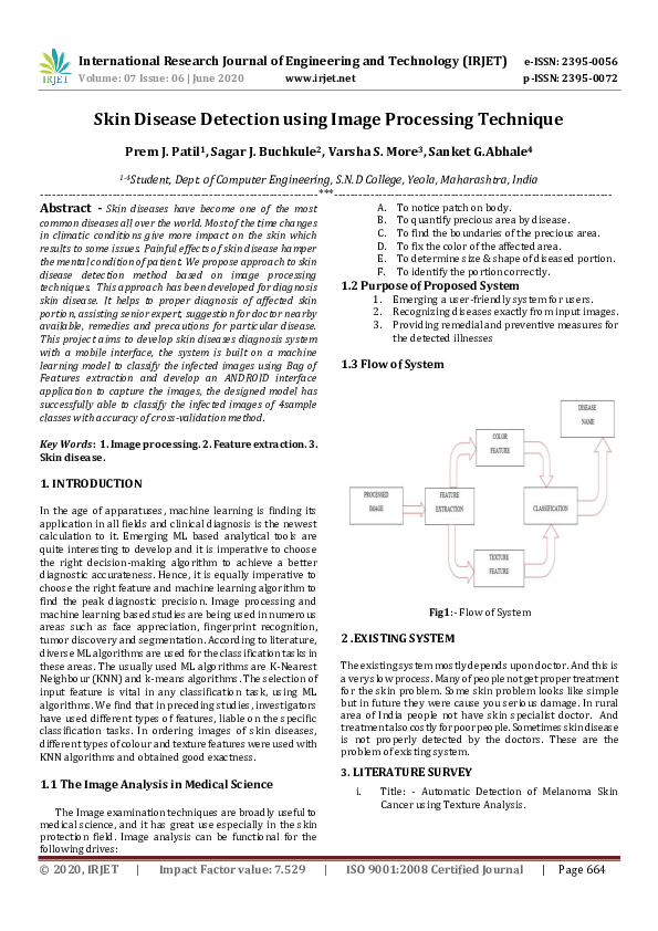 Pdf Skin Disease Detection Using Image Processing Technique