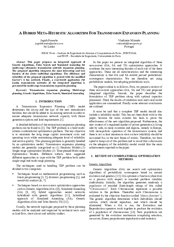 (PDF) Hybrid Algorithm for Transmission Planning