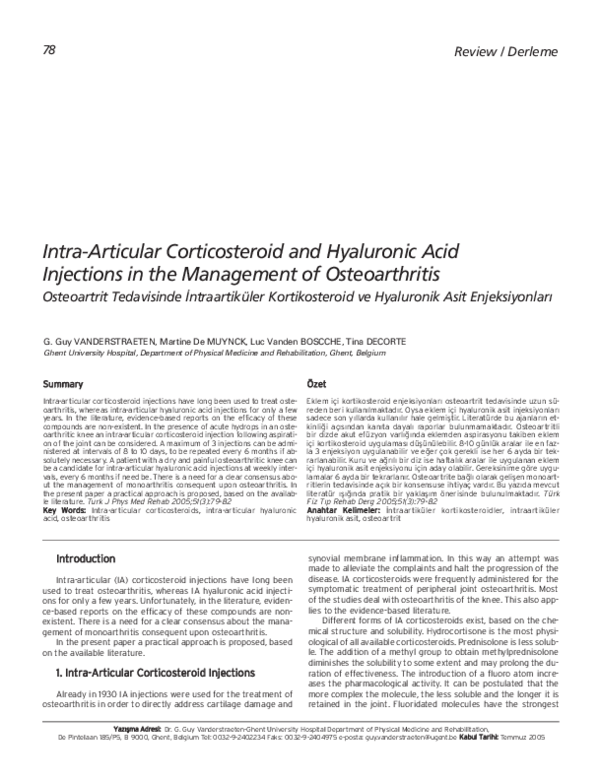 (PDF) Intra-articular corticosteroid and hyaluronic acid injections in ...