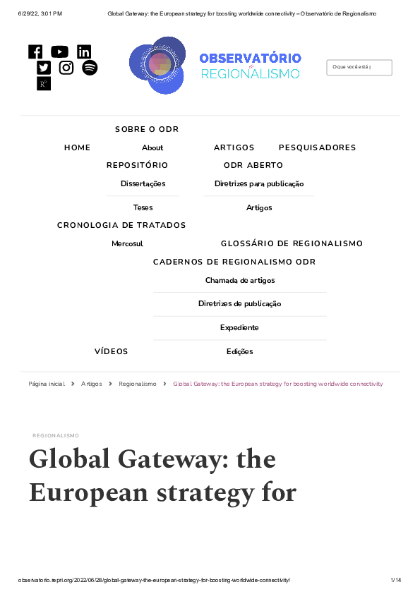(PDF) Global Gateway: the European strategy for boosting worldwide ...
