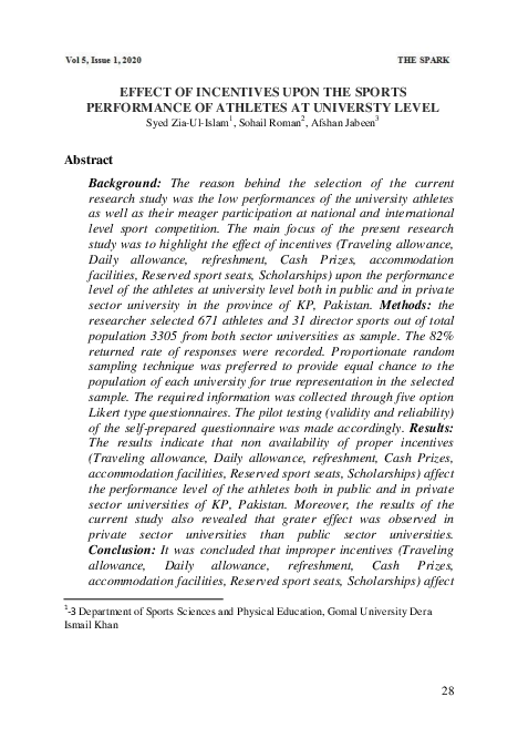 (PDF) Effect of Incentives Upon the Sports Performance of Athletes at ...