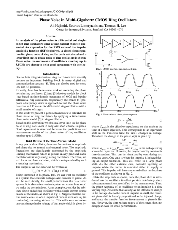 (PDF) Phase noise in multi-gigahertz CMOS ring oscillators