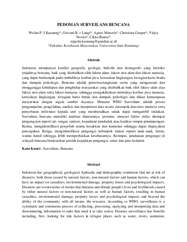 (PDF) PEDOMAN SURVEILANS BENCANA