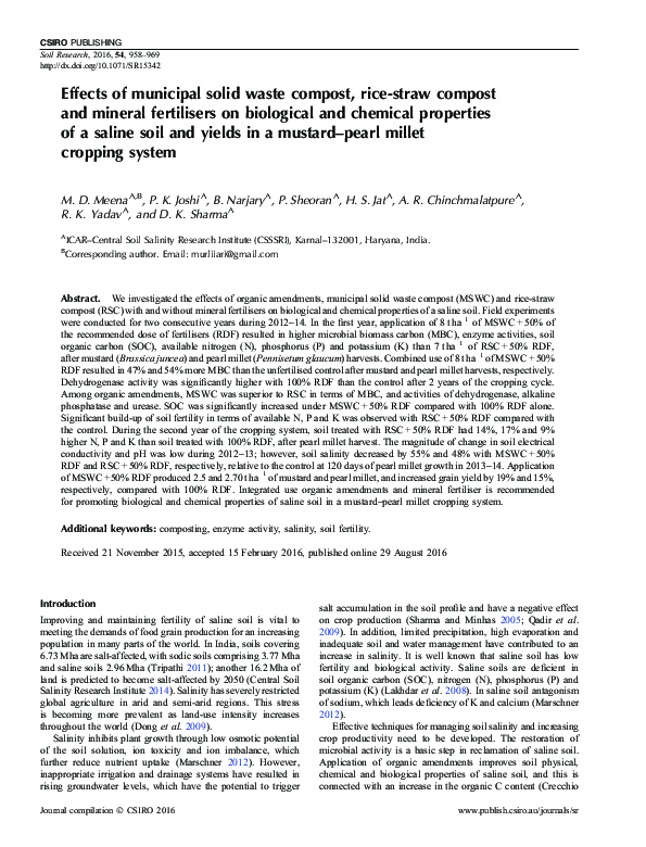 (PDF) Effects of municipal solid waste compost, rice-straw compost and ...