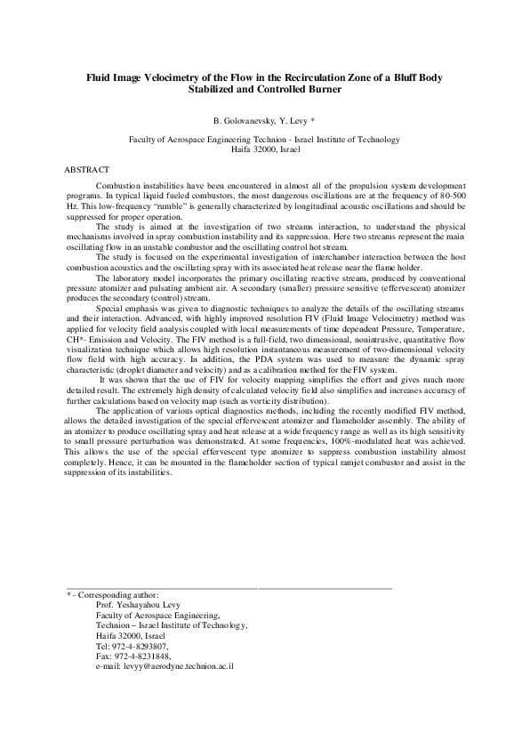 (PDF) Fluid image velocimetry of flow in the recirculation zone of a ...