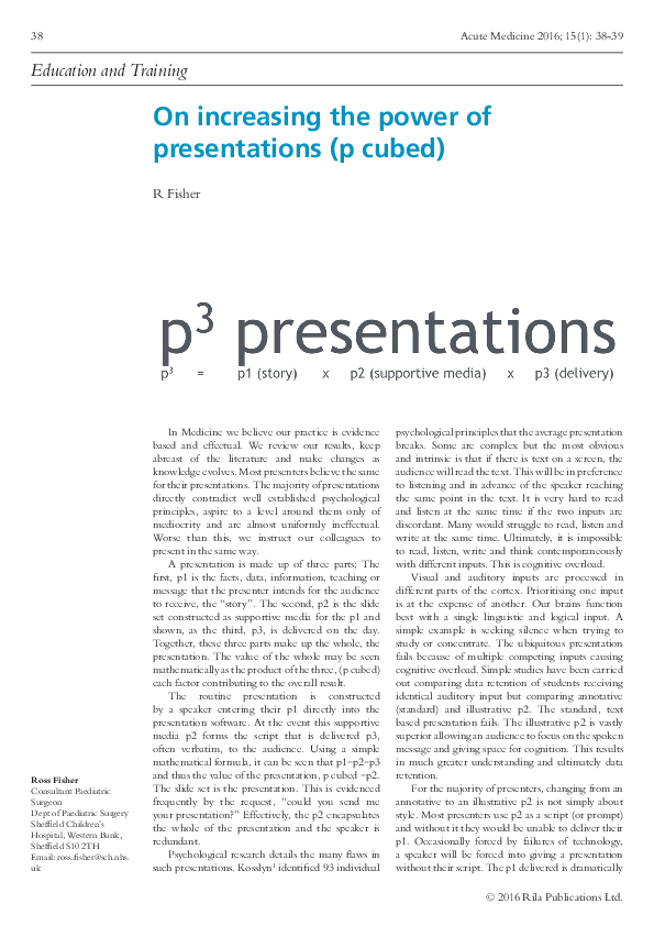 (PDF) On increasing the power of presentations (p cubed)