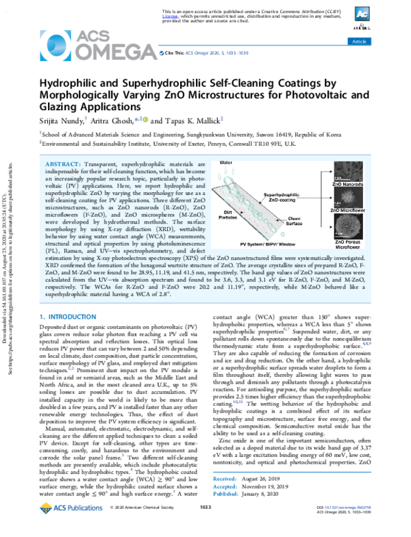 (PDF) Hydrophilic and Superhydrophilic Self-Cleaning Coatings by ...