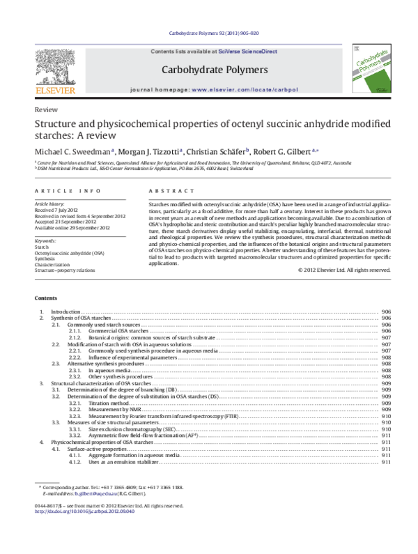 (PDF) Structure and physicochemical properties of octenyl succinic anhydride modified starches ...