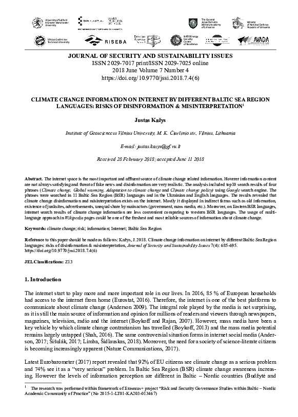 (PDF) Climate Change Information on Internet by Different Baltic Sea ...