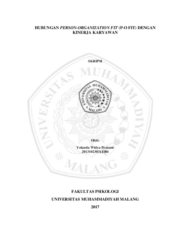 (PDF) Hubungan Person-Organization Fit (P-O Fit) Dengan Kinerja Karyawan