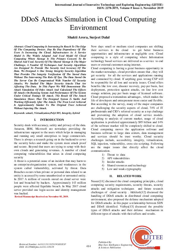 (PDF) DDoS Attacks Simulation in Cloud Computing Environment