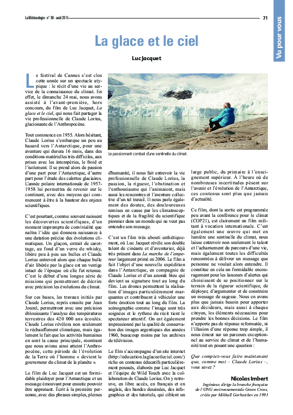 (PDF) La glace et le ciel - par Luc Jacquet