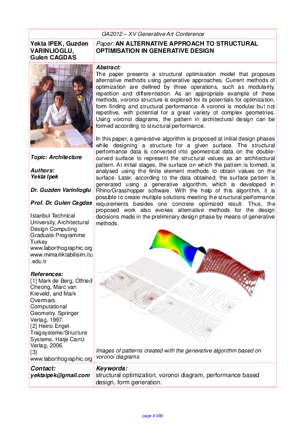 Pdf An Alternative Approach To Structural Optimisation In Generative Design