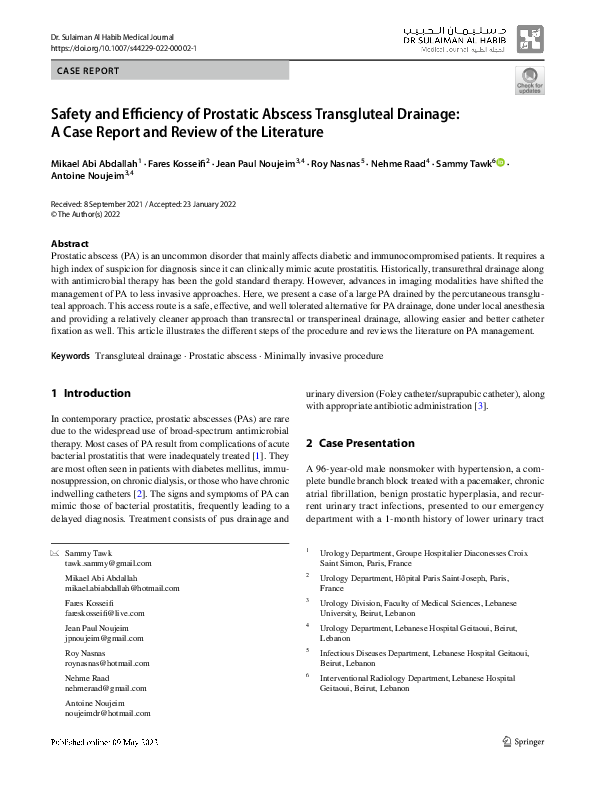 (PDF) Safety and Efficiency of Prostatic Abscess Transgluteal Drainage ...