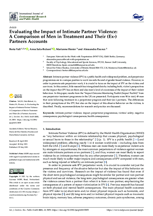 (PDF) Evaluating the Impact of Intimate Partner Violence on the ...