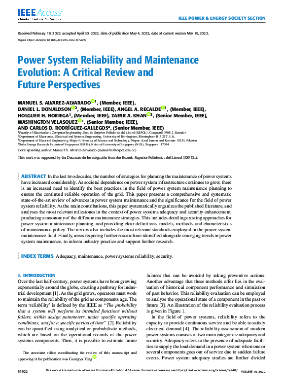 (PDF) Power System Reliability and Maintenance Evolution: A Critical ...