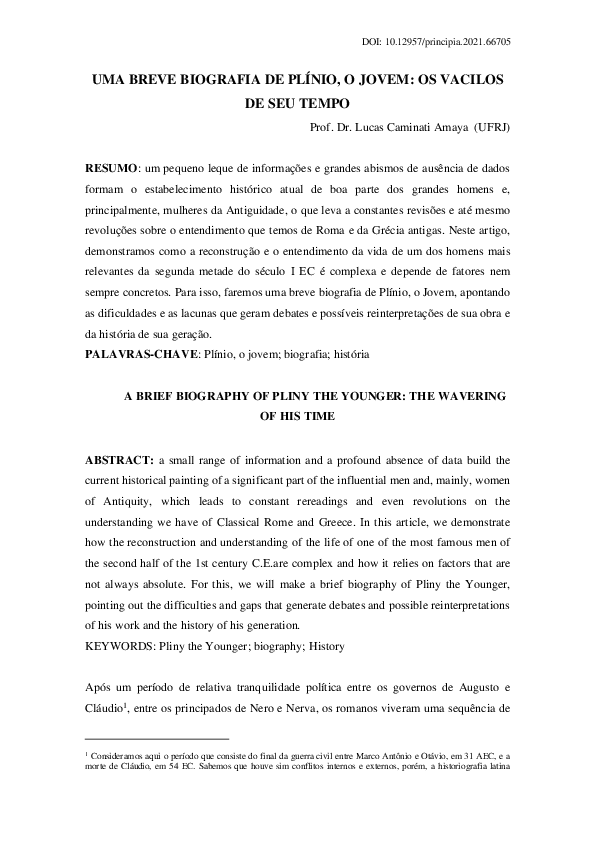 (PDF) Uma Breve Biografia De Plínio, O Jovem: Os Vacilos De Seu Tempo ...
