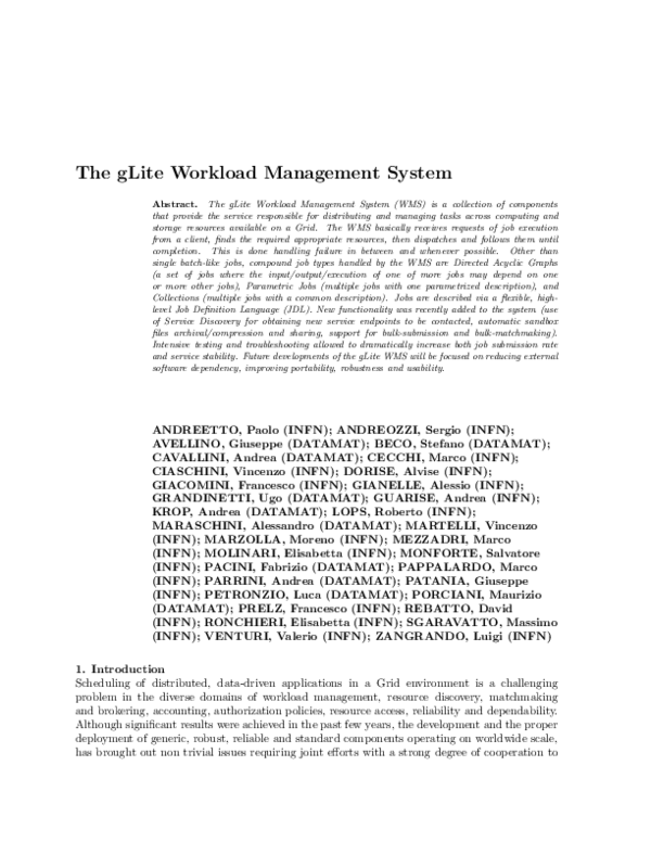 (PDF) The gLite Workload Management System