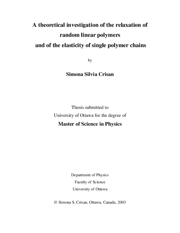 (PDF) A theoretical investigation of the relaxation of random linear ...