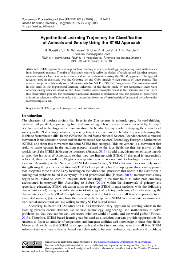 (PDF) Hypothetical Learning Trajectory for Classification of Animals ...
