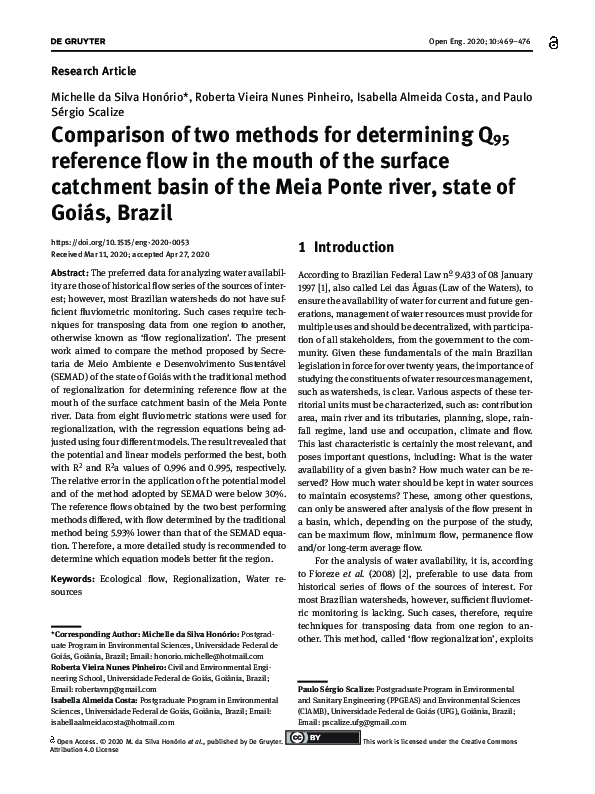 (PDF) Comparison of two methods for determining Q95 reference flow in ...