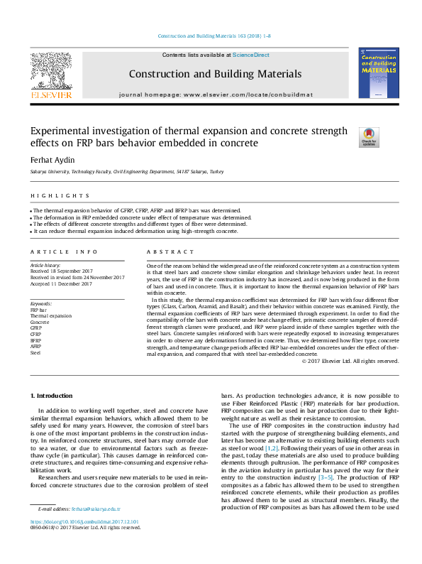 (PDF) Experimental investigation of thermal expansion and concrete ...