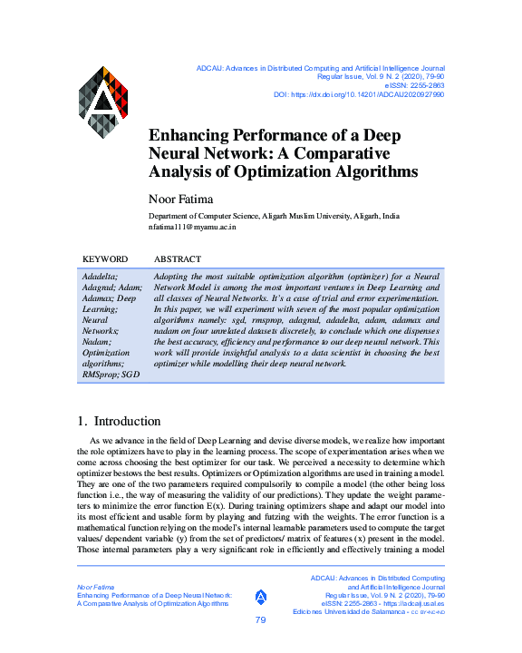 Pdf Enhancing Performance Of A Deep Neural Network A Comparative Analysis Of Optimization