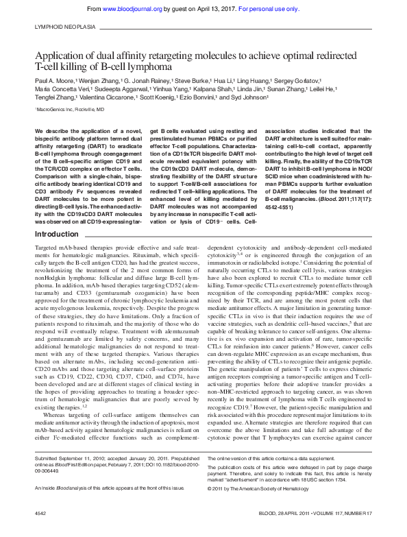(PDF) Application of dual affinity retargeting molecules to achieve ...