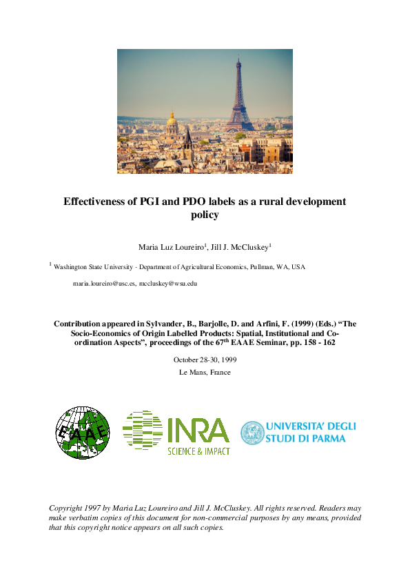 (PDF) Effectiveness of PGI and PDO labels as a rural development policy ...
