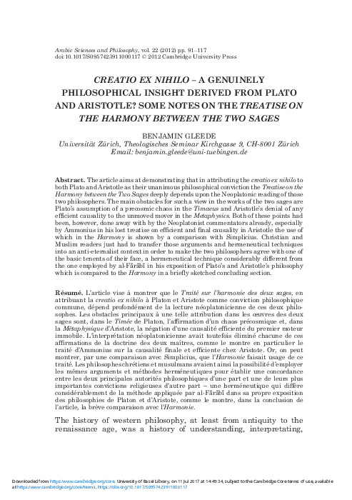 (PDF) Creatio Ex Nihilo – a Genuinely Philosophical Insight Derived ...