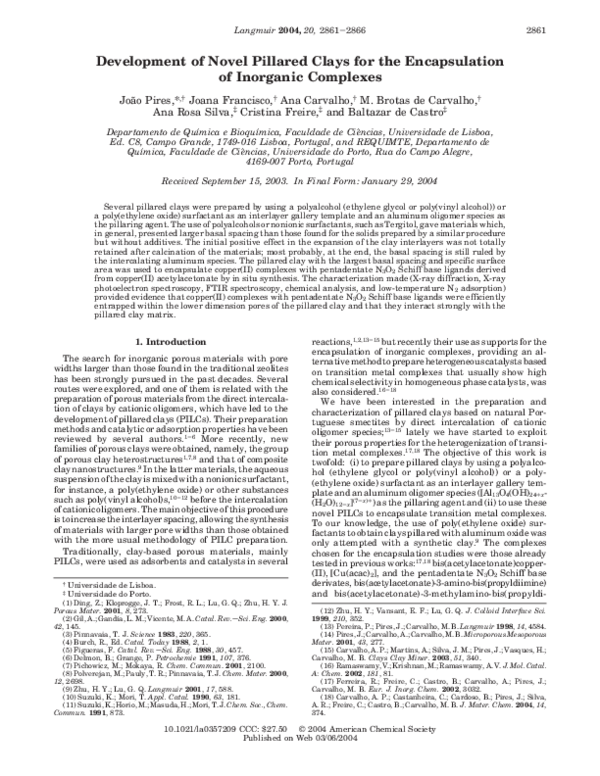 (PDF) Development of Novel Pillared Clays for the Encapsulation of ...