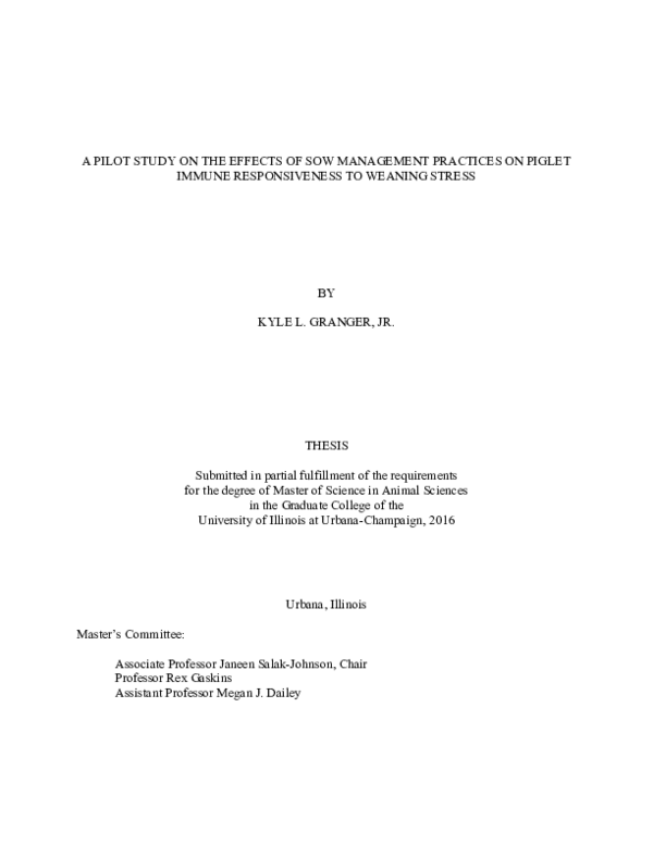 (PDF) A pilot study on the effects of sow management practices on ...
