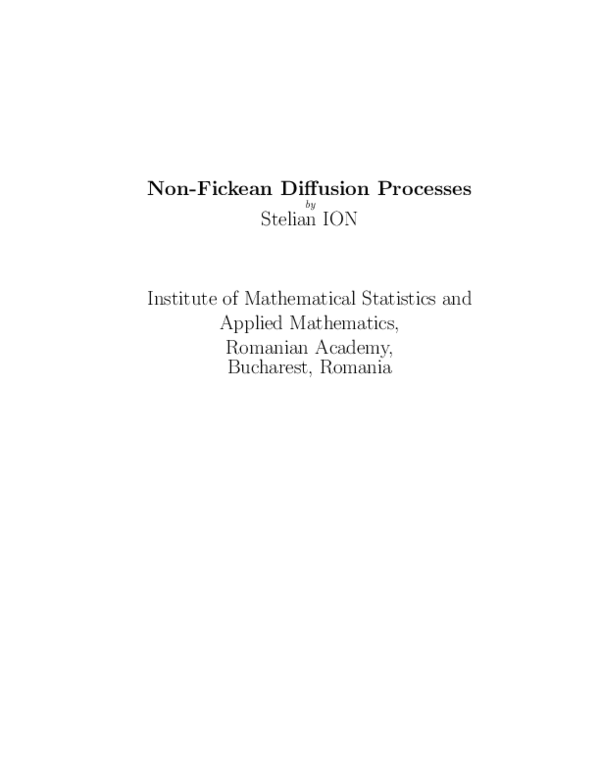 (PDF) Non-Fickean Diffusion Processes