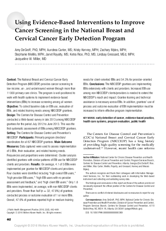 (PDF) Using Evidence-Based Interventions to Improve Cancer Screening in ...