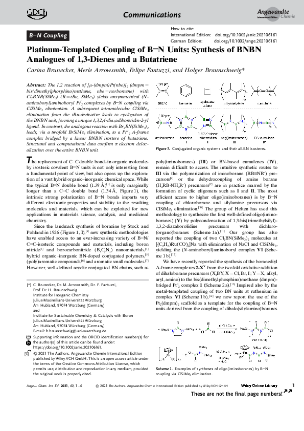 (PDF) Synthesis of BNBN Analogues via B=N Coupling