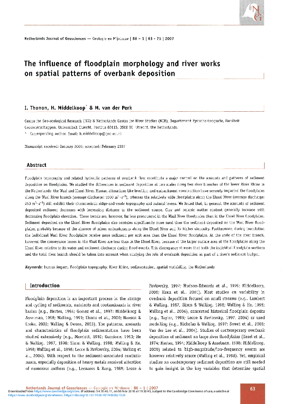 (PDF) The influence of floodplain morphology and river works on spatial ...